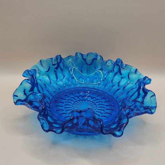 Fenton | Accents | Vintage Fenton Colonial Blue Thumbprint Bon Bon Bowl ...